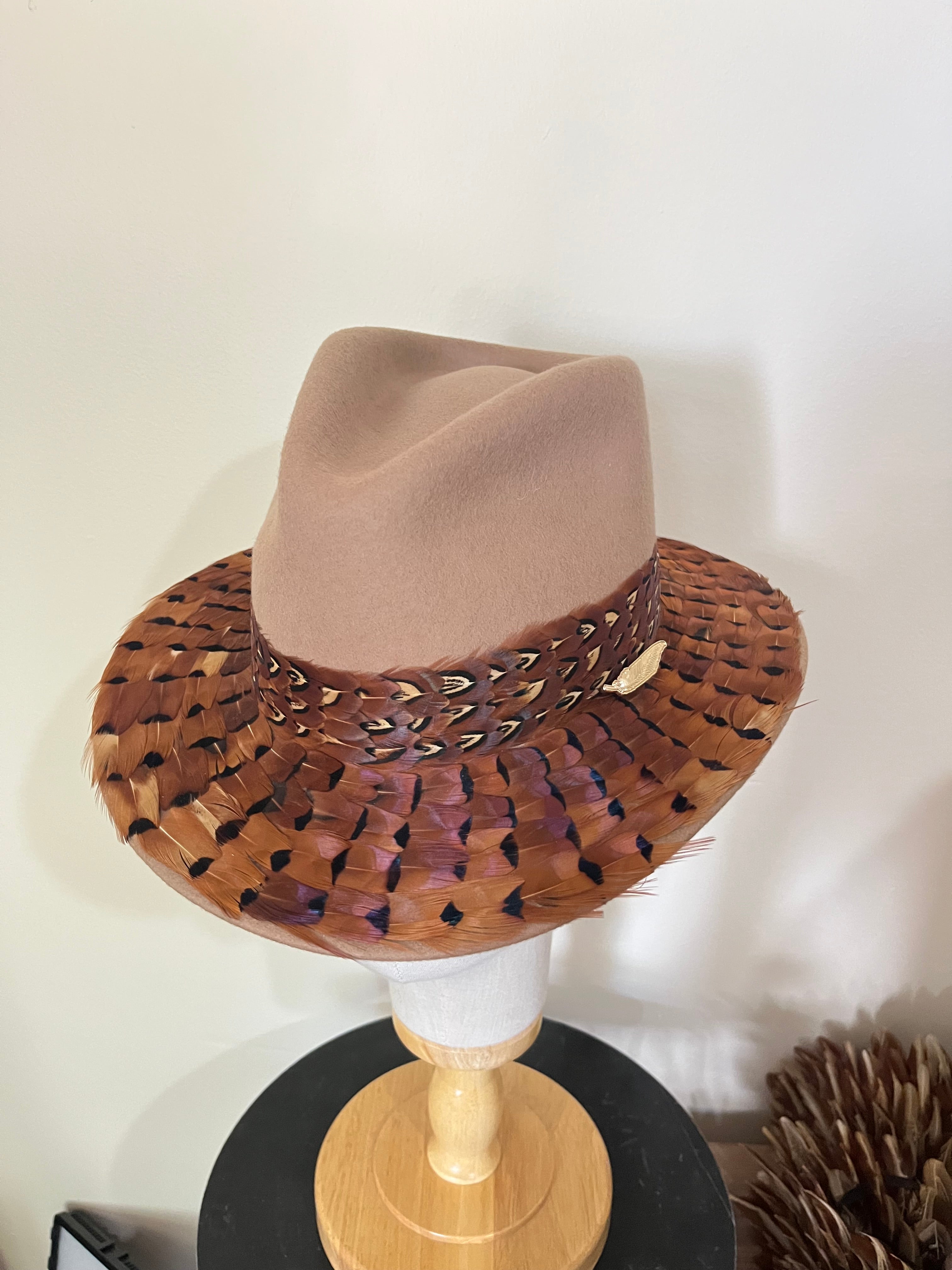 The Isabella in Black with Full Feather Brim – My Fancy Feathers